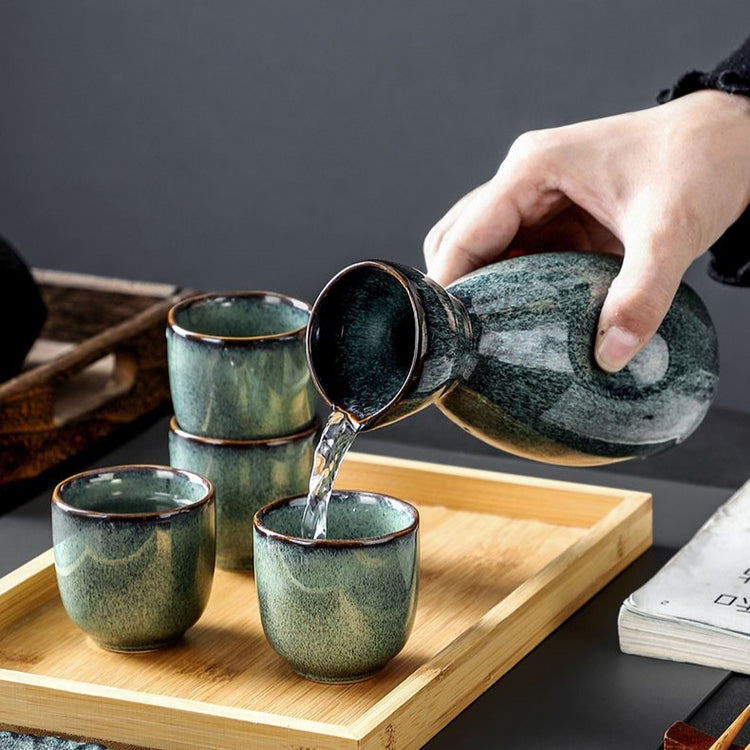 Sake Bottle and Cup Set [Green Mist] – Sake Oni