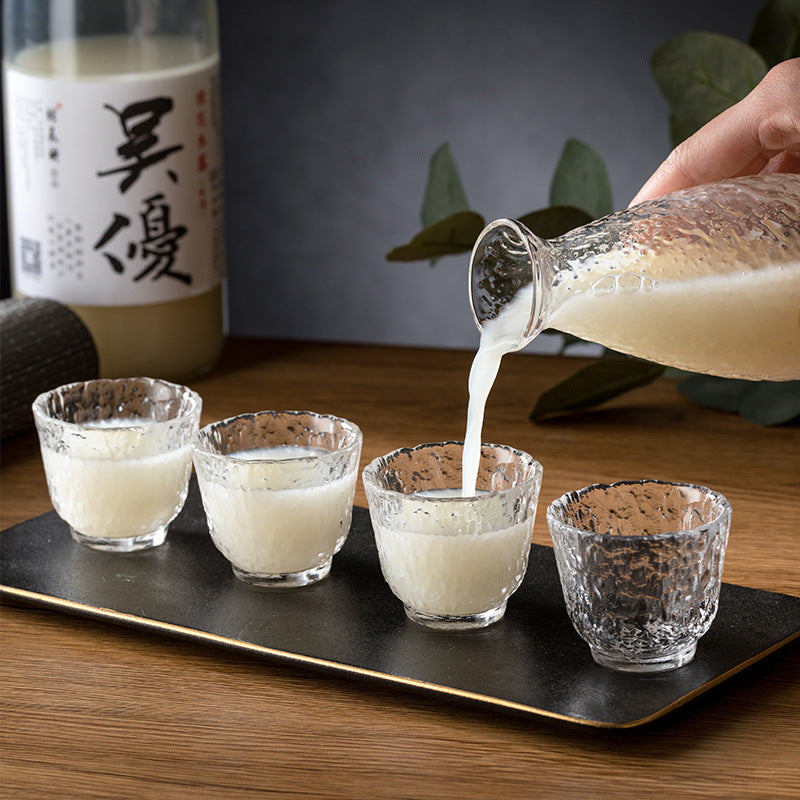 Glass Sake Set with Warmer | Japanese Whisky Bottle & Cups | Sake Oni